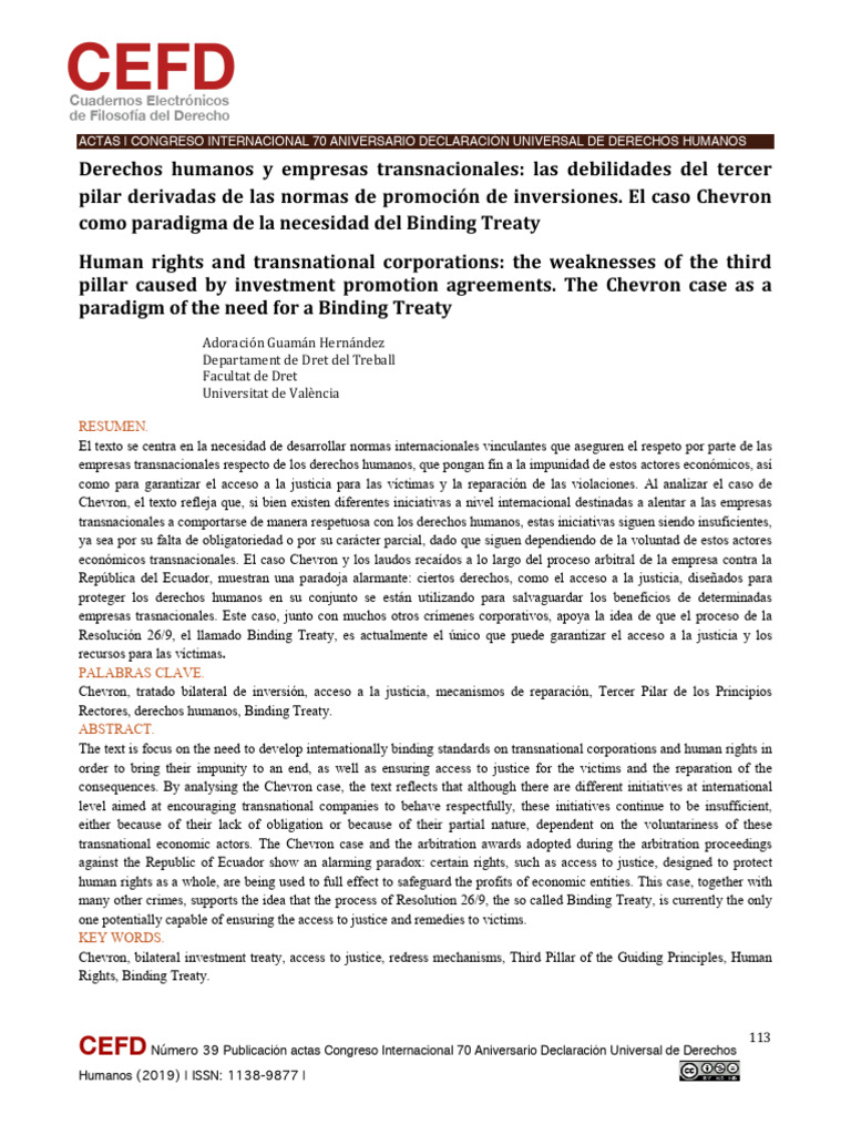 Empresas y DDHH: Caso Chevron | PDF | Derechos humanos | Violación