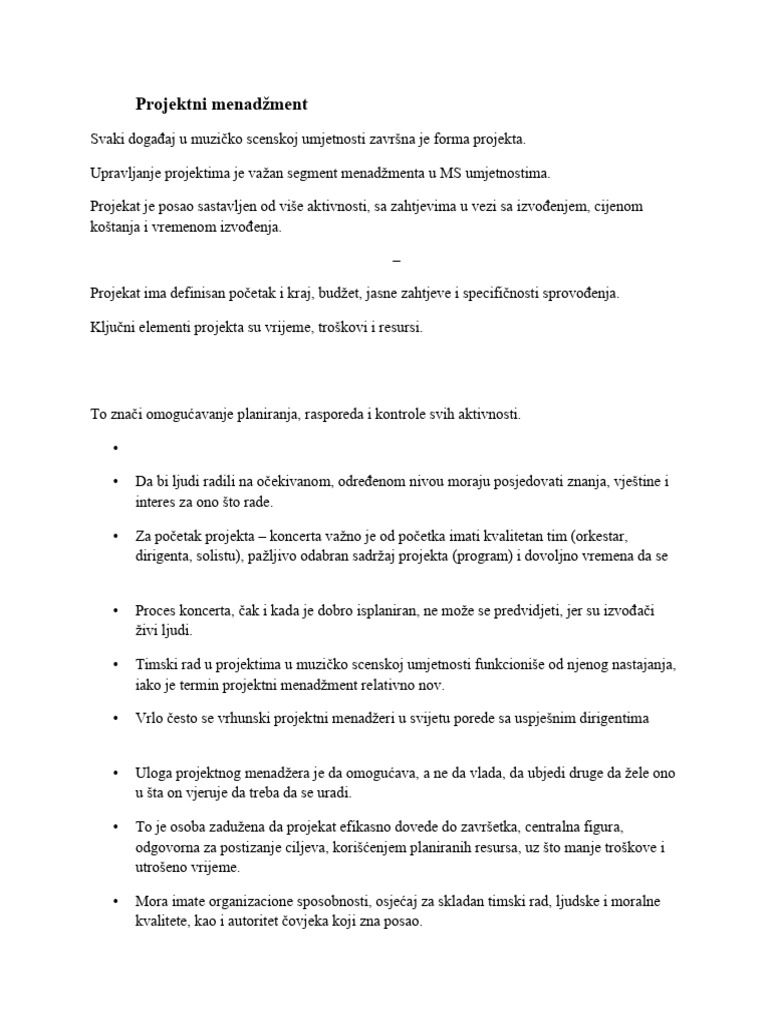 Projektni Menadžment | PDF