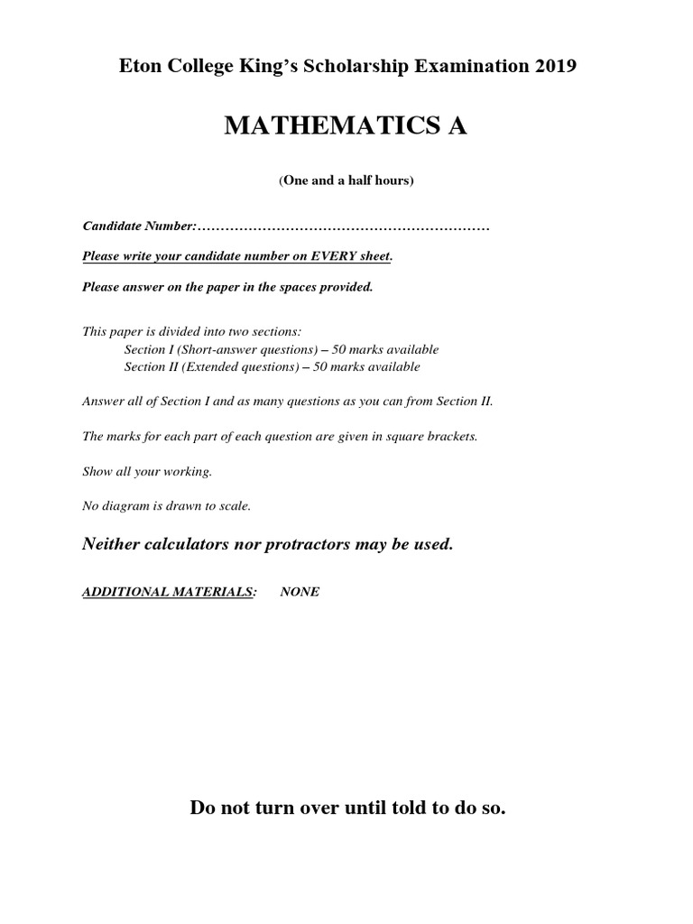 KS-2019-Maths-A | PDF | Mathematical Concepts | Elementary Mathematics