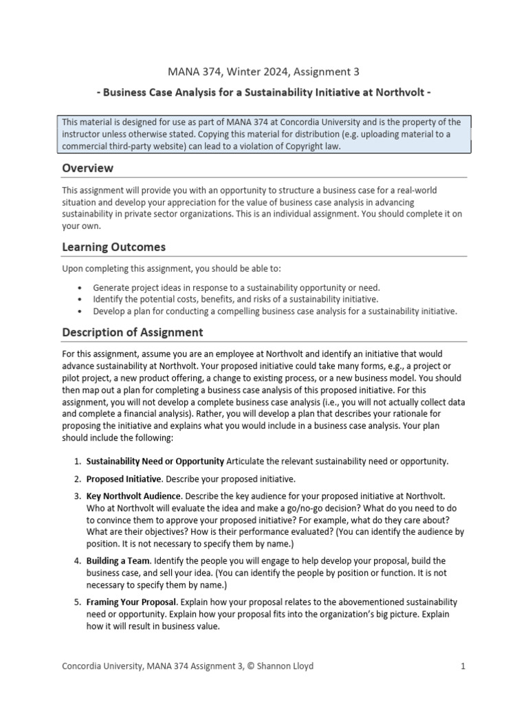 Assignment 3 Instructions | PDF | Risk | Sustainability