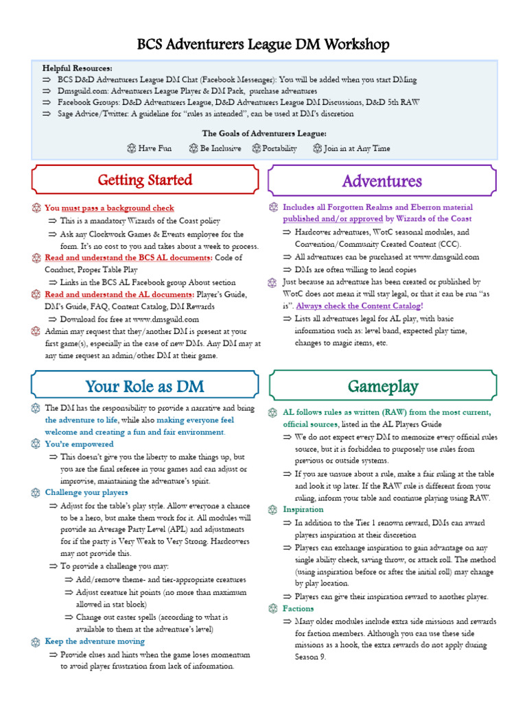 1620907-DM Workshop Handout | PDF | Gaming | Role Playing Games
