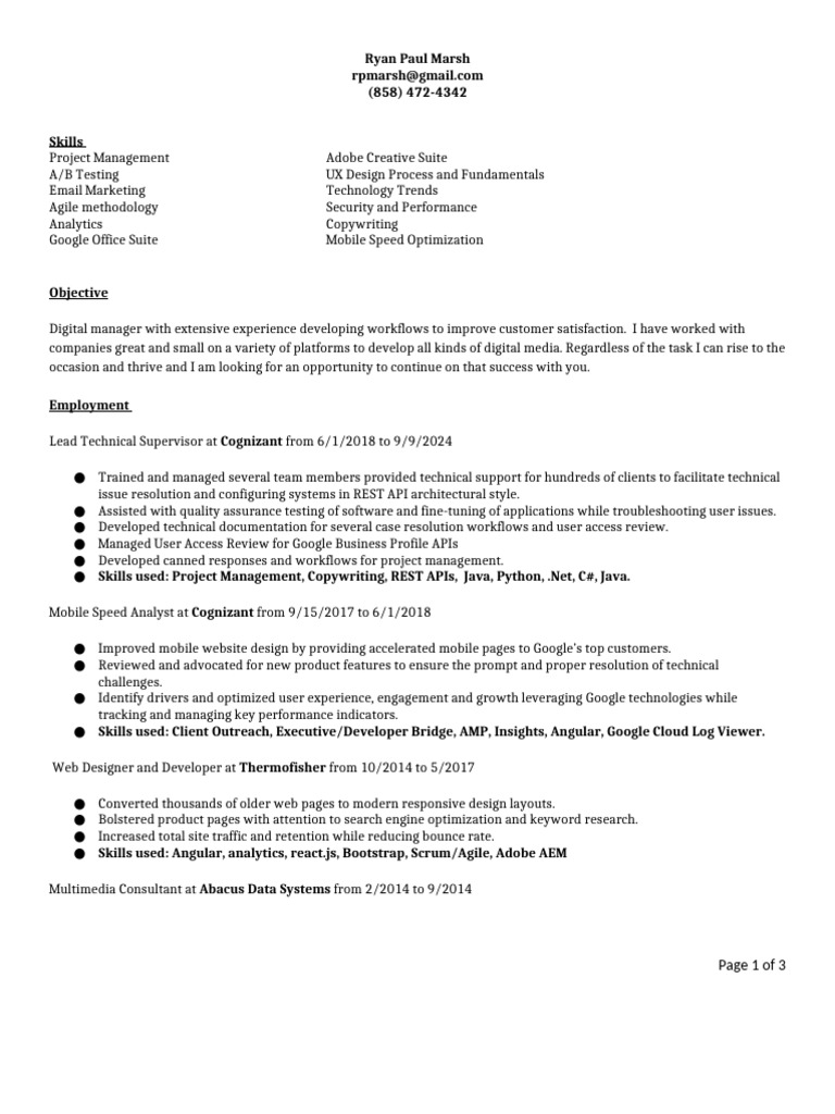 Ryan Marsh Resume | PDF | Analytics | Web Design