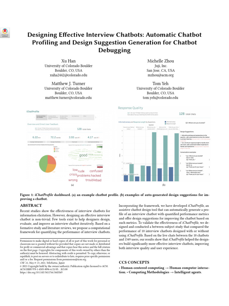 Designing Efective Interview Chatbots: Automatic Chatbot Profiling and Design Suggestion ...