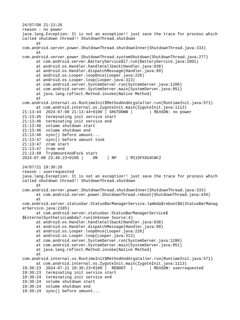Shutdown and Reboot Log Analysis | PDF | Programming Paradigms ...