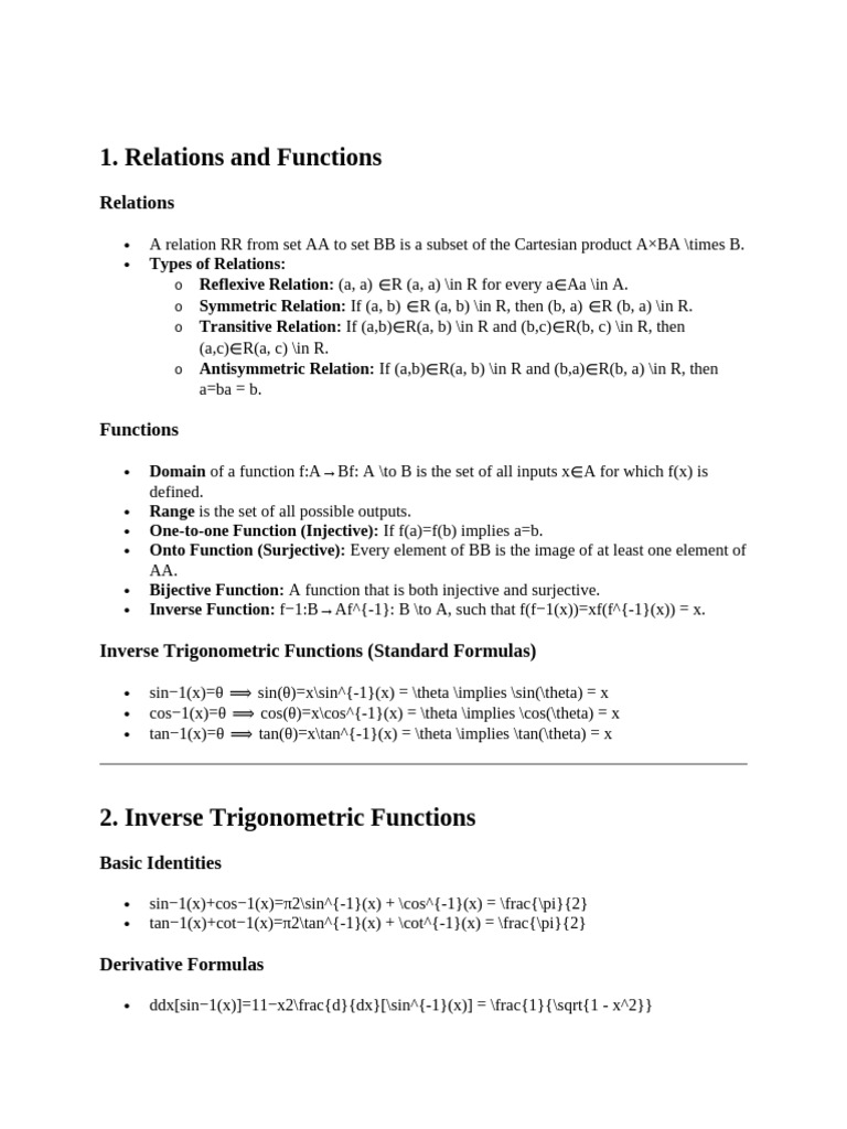 Formula Booklet | PDF | Function (Mathematics) | Mathematical Analysis