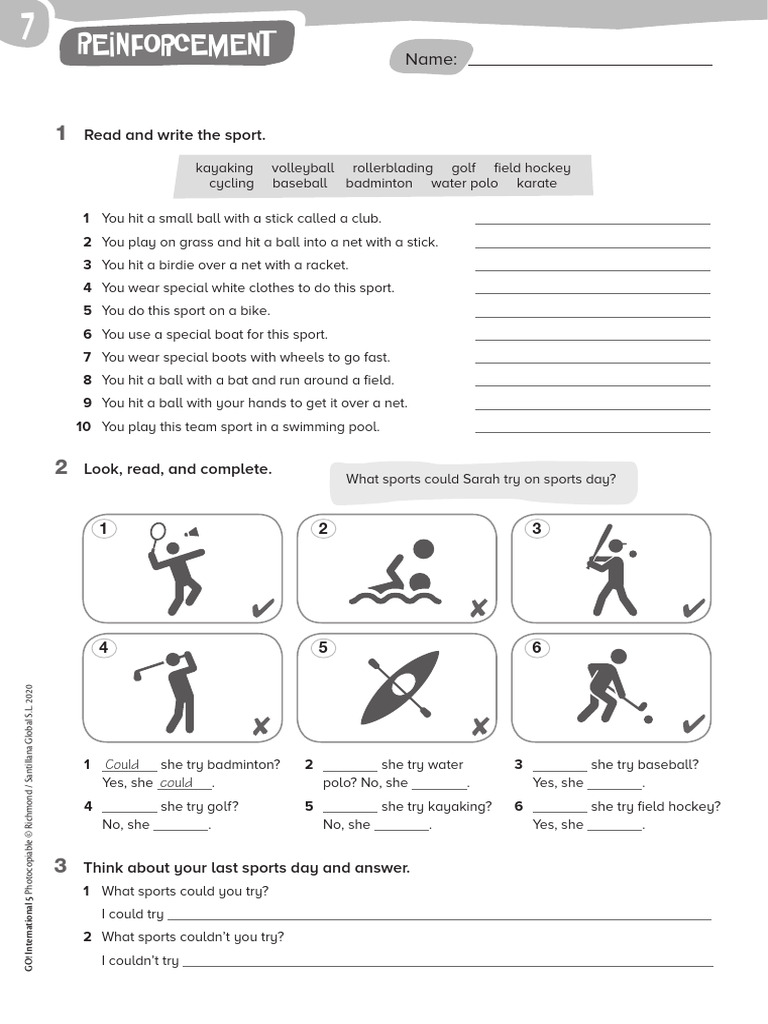 Sports Day Activity Worksheet | PDF | Games Of Physical Skill | Sports
