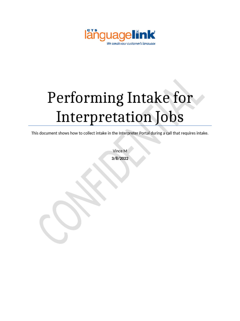 Interpreter - Client Intake | PDF