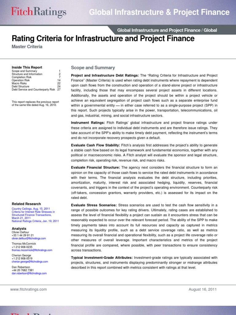 Fitch - Rating Criteria For Infrastructure and Project Finance 2011 ...