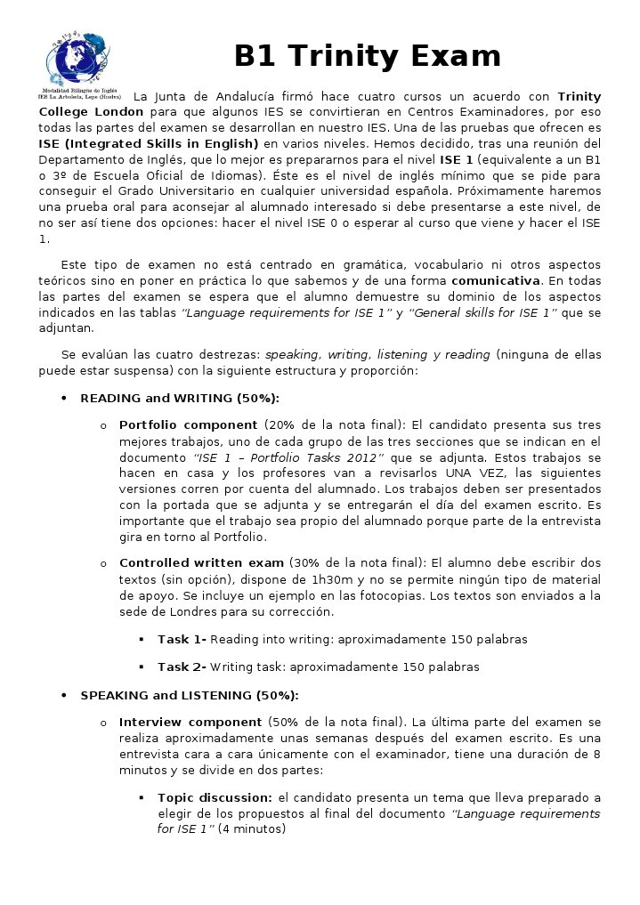 Info b1 Trinity Exam | PDF