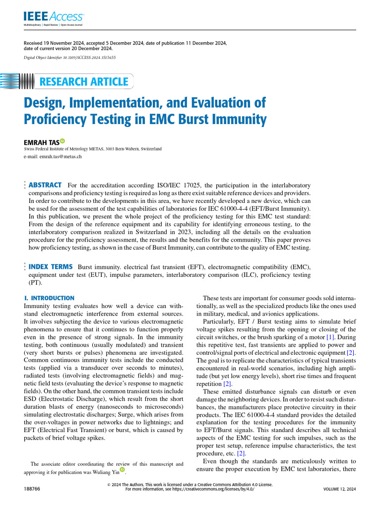 Design Implementation and Evaluation of Proficiency Testing in EMC ...
