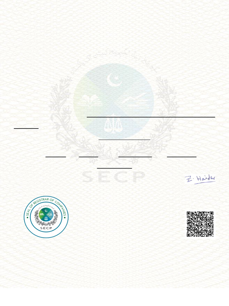 Incorporation Certificate SECP | PDF
