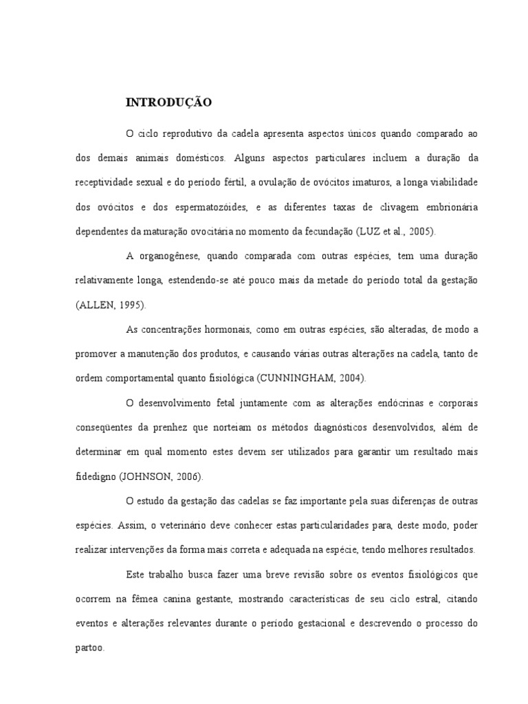 Ciclo Reprodutivo da Cadela | PDF | Placenta | Gravidez