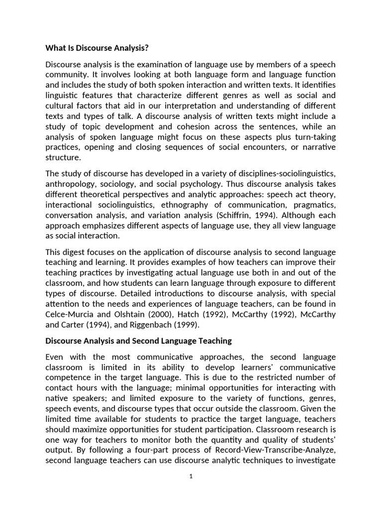 What Is Discourse Analysis | PDF | Second Language Acquisition | Second Language