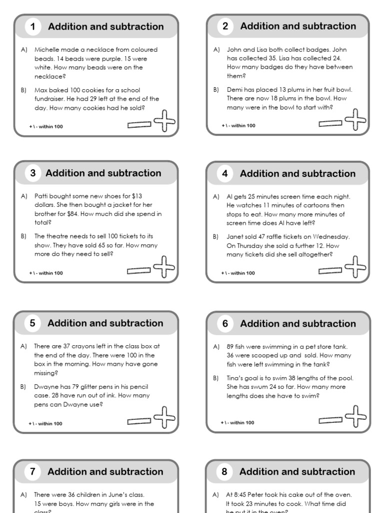 Addition and Multiplication Problems | PDF