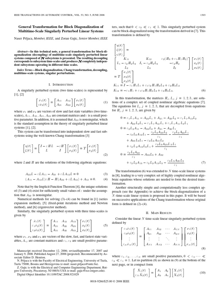 General Transformation For Block Diagonalization of Multitime-Scale Singularly Perturbed Linear ...