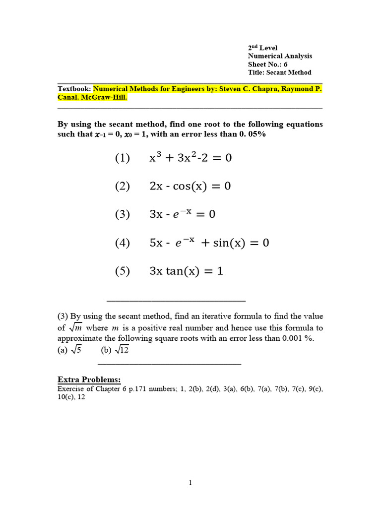 Sheet 5 | PDF | Numerical Analysis | Trigonometric Functions