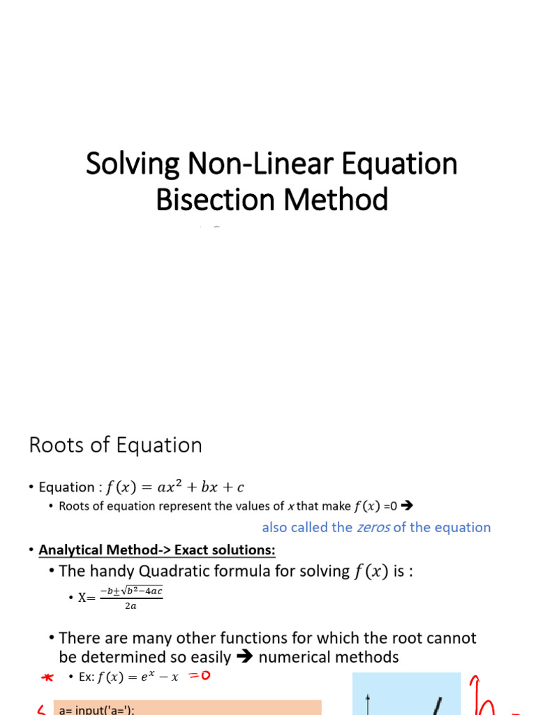 Lecture 3 Solving Non Linear Equations Bisection 1 Pdf