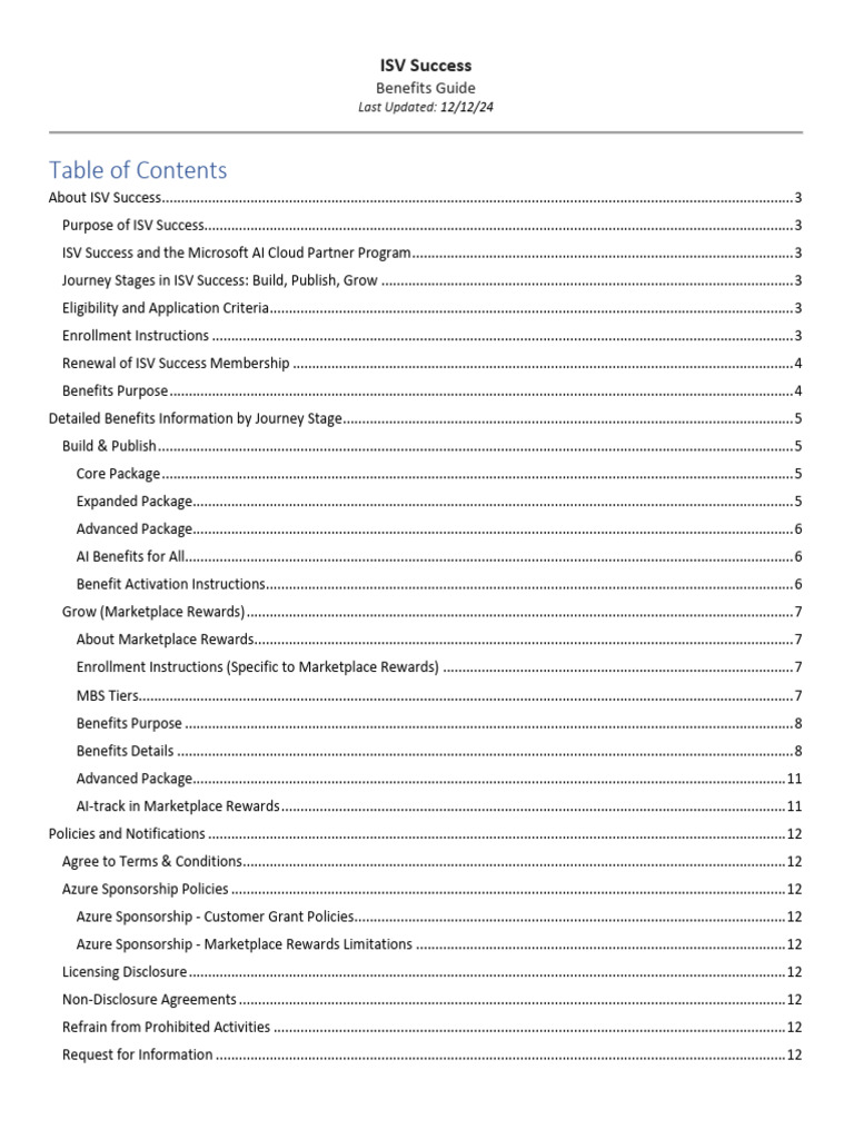 ISV Success - Benefits Guide - GA - 2024 | PDF | Microsoft Azure ...