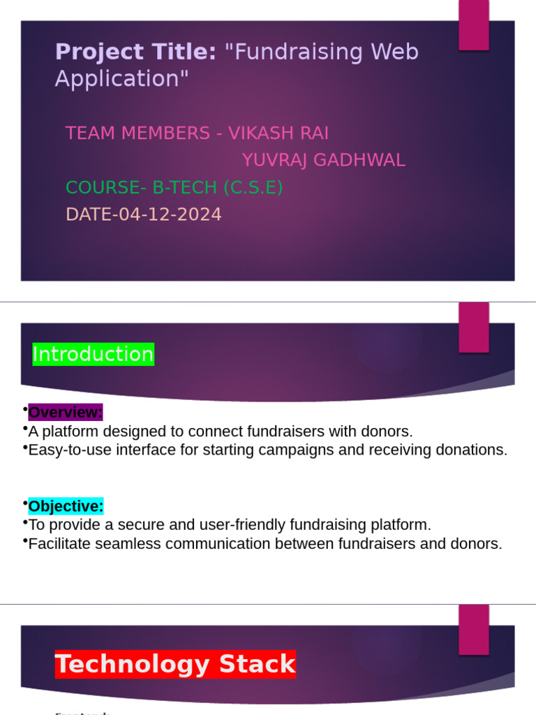 Project Title | PDF | Fundraising | Web Development