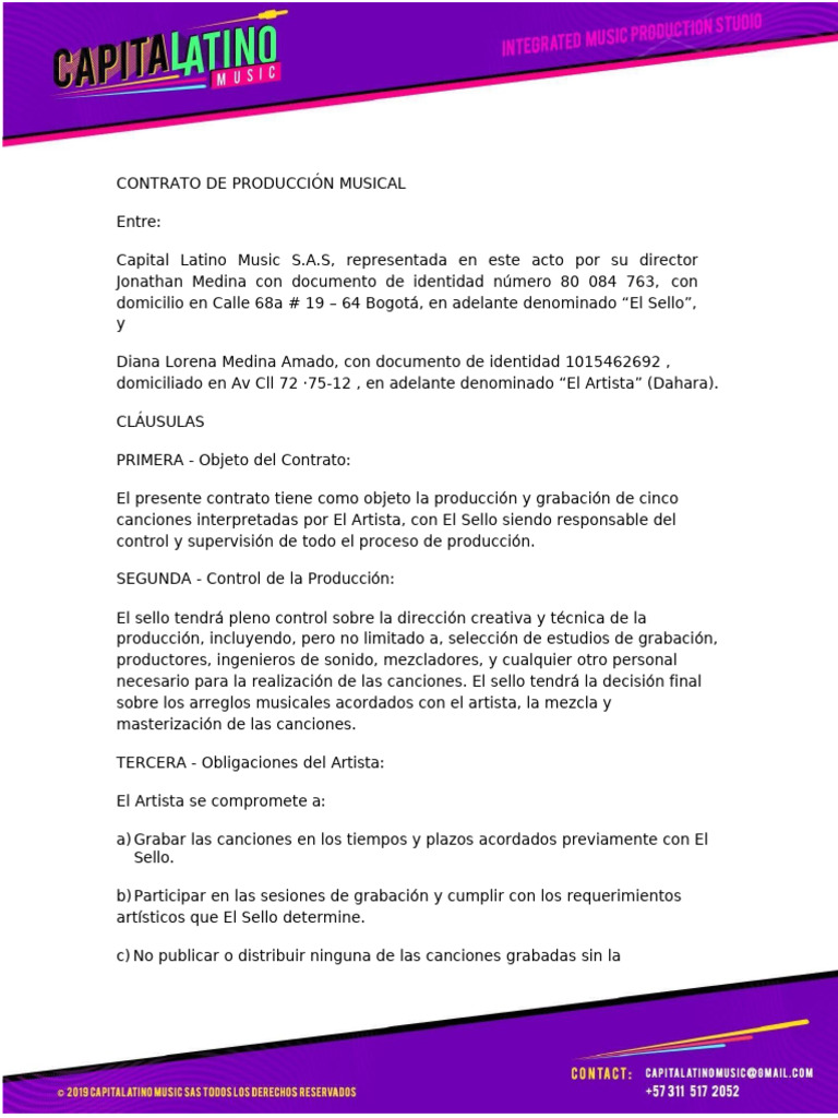 Contrato CLM 2025 Dahara | PDF | Pago de regalías