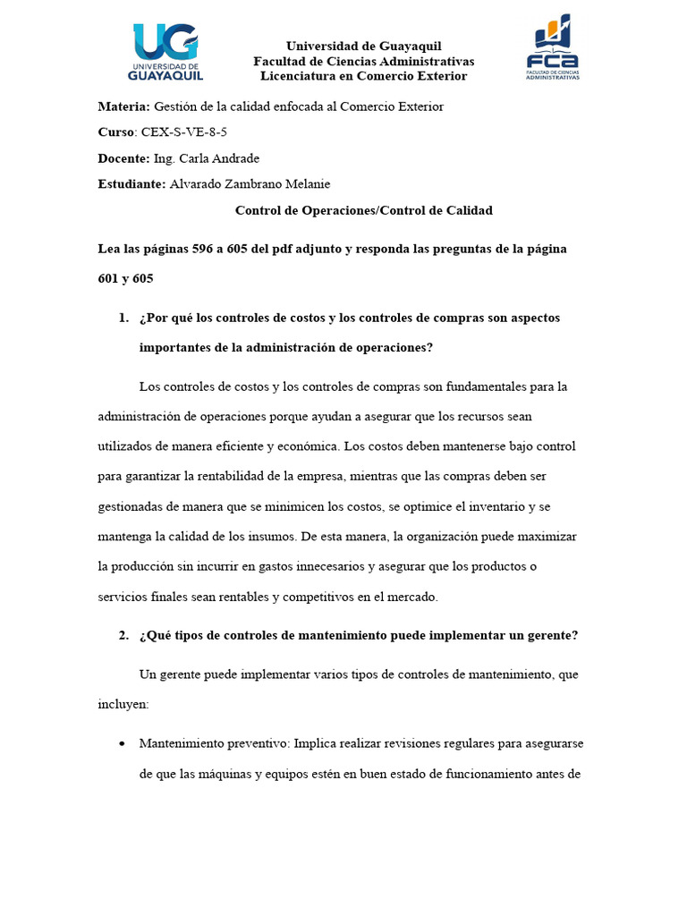 Alvarado Zambrano Melanie - CONTROL DE OPERACIONES - CONTROL DE CALIDAD ...