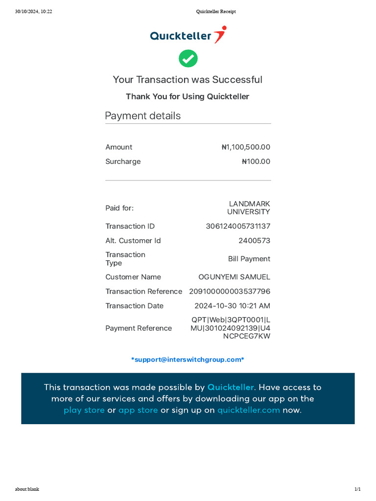 Quickteller Receipt.sa | PDF