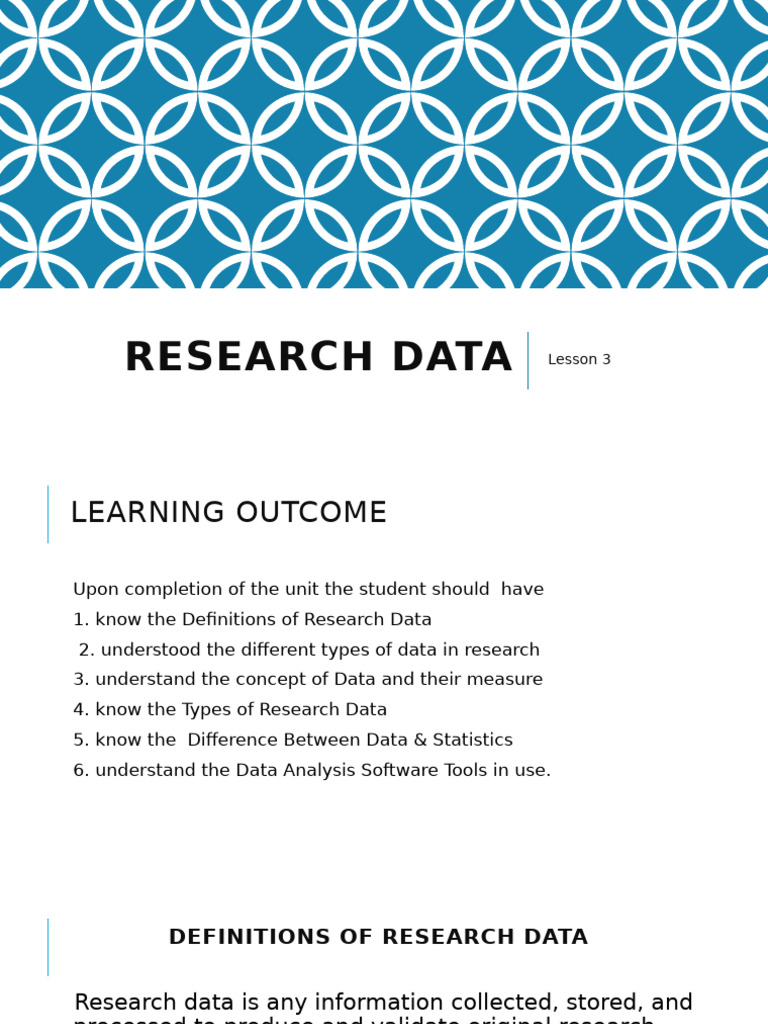 Lesson 3 Research Data | PDF | Level Of Measurement | Quantitative Research
