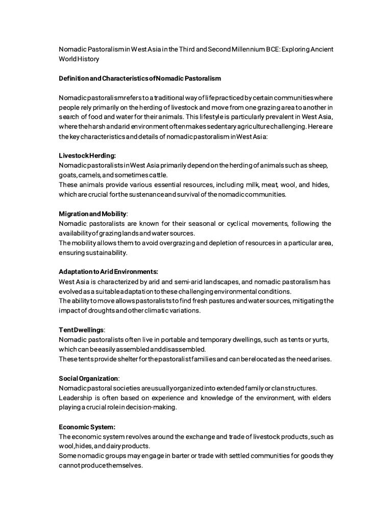 Nomadic Pastoral | PDF | Pastoralism | Nomad