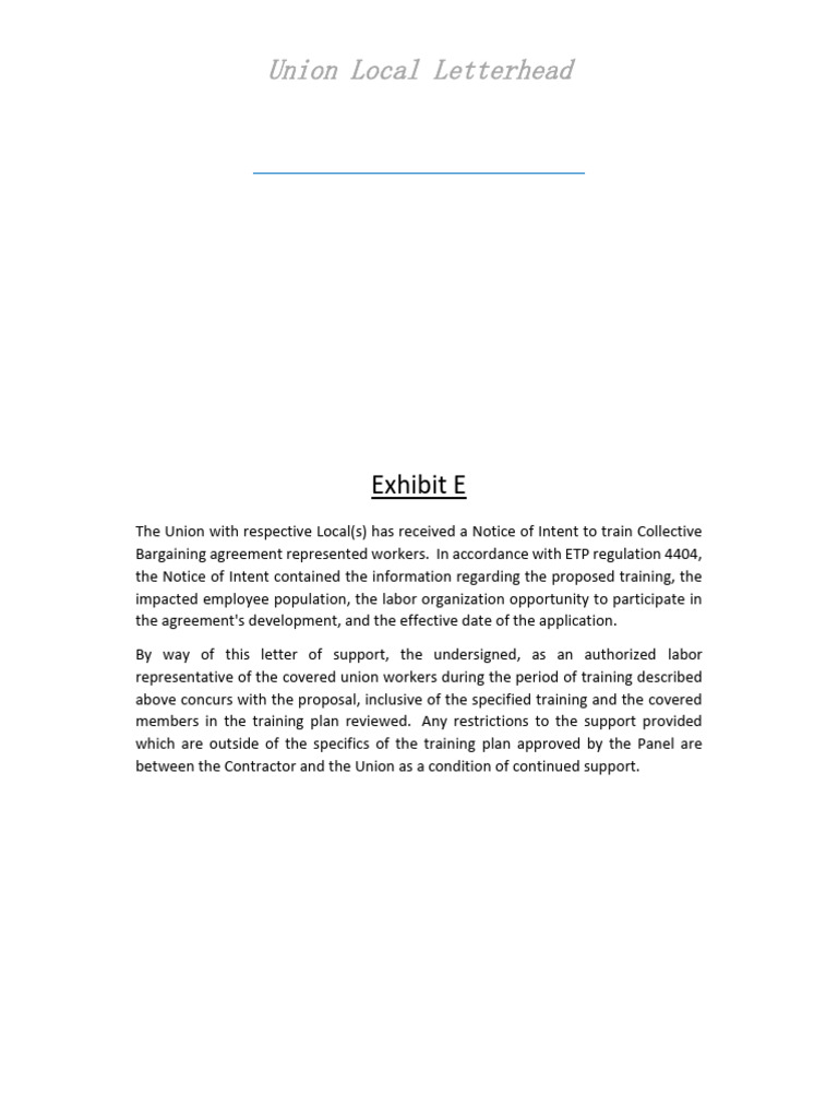 UnionSupportLetter TemplateSample | PDF