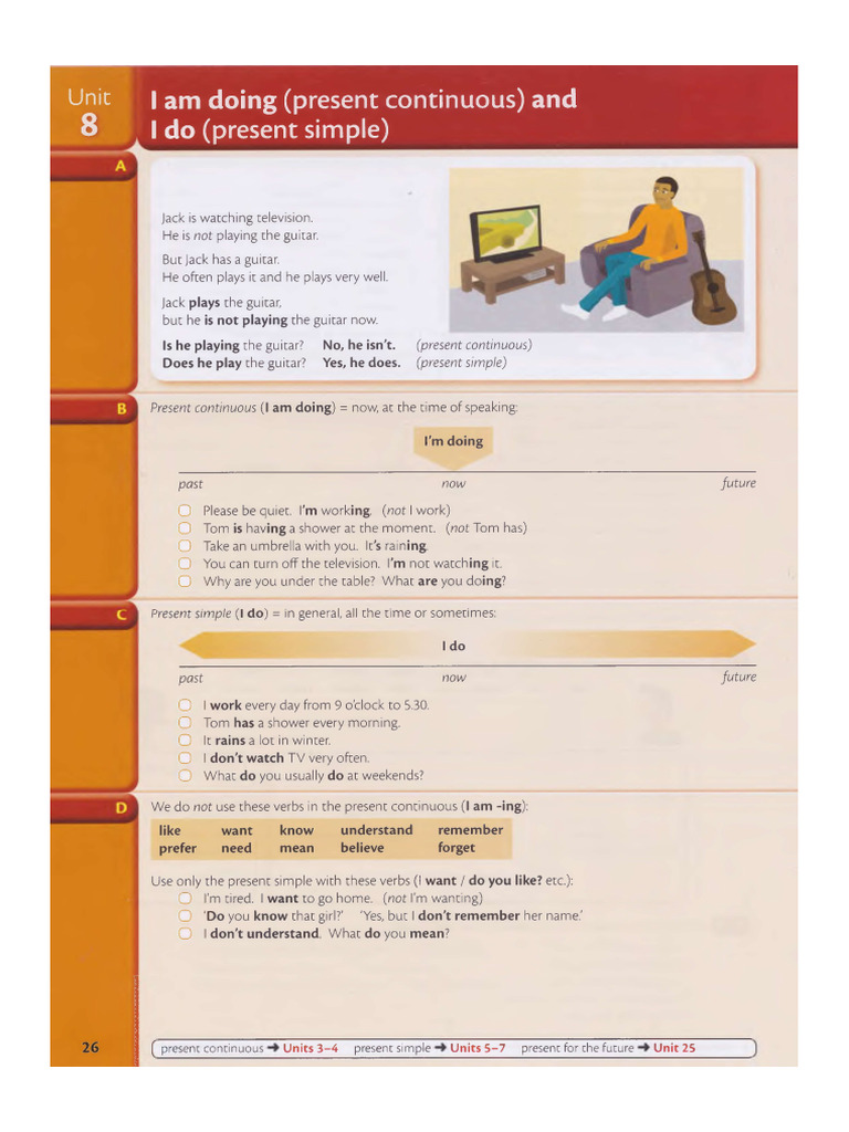 A2 - Present Simple-Continuous | PDF | Syntax | Grammar