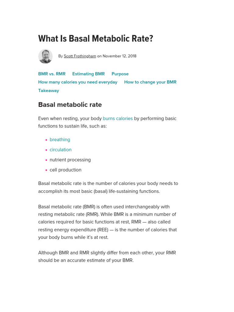 Understanding Basal Metabolic Rate (BMR) | PDF | Determinants Of Health ...