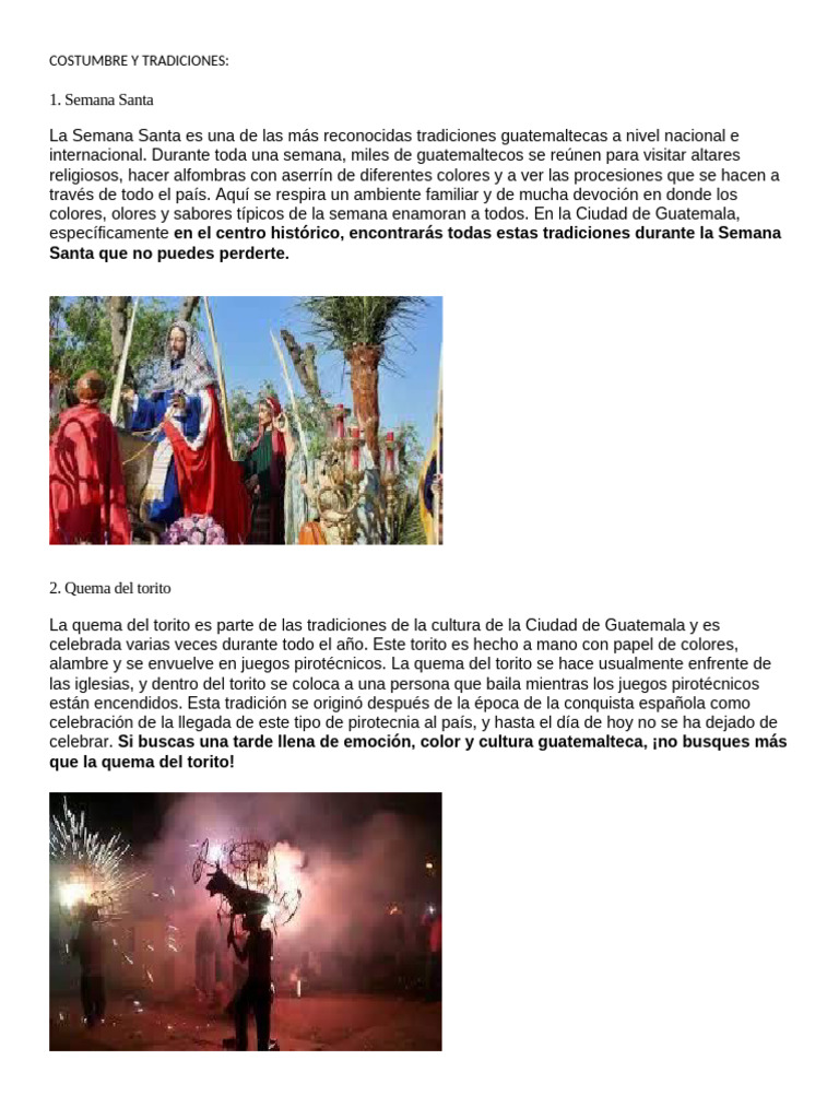 Tradiciones y lugares turísticos de Guatemala | PDF