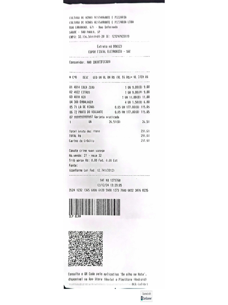 Nota Almoço | PDF