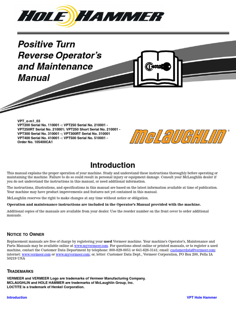 Vemeer Hole Hammer Pos Turn | PDF | Screw | Personal Protective Equipment