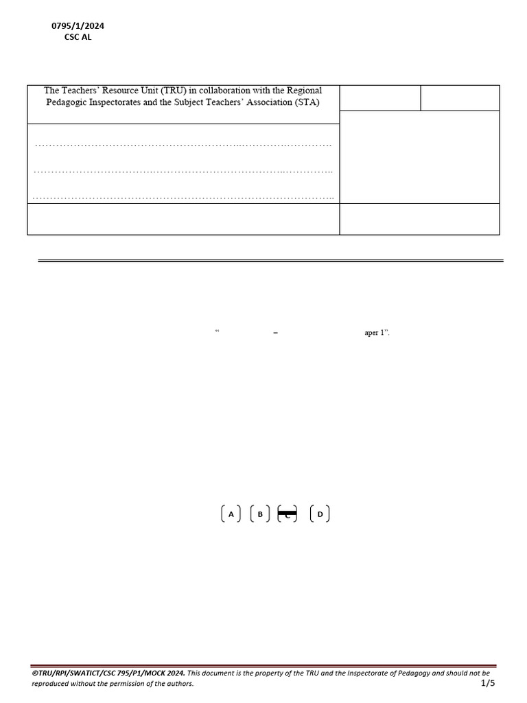 795 CSC Paper 1 2024 QP Ok | PDF | Parameter (Computer Programming ...