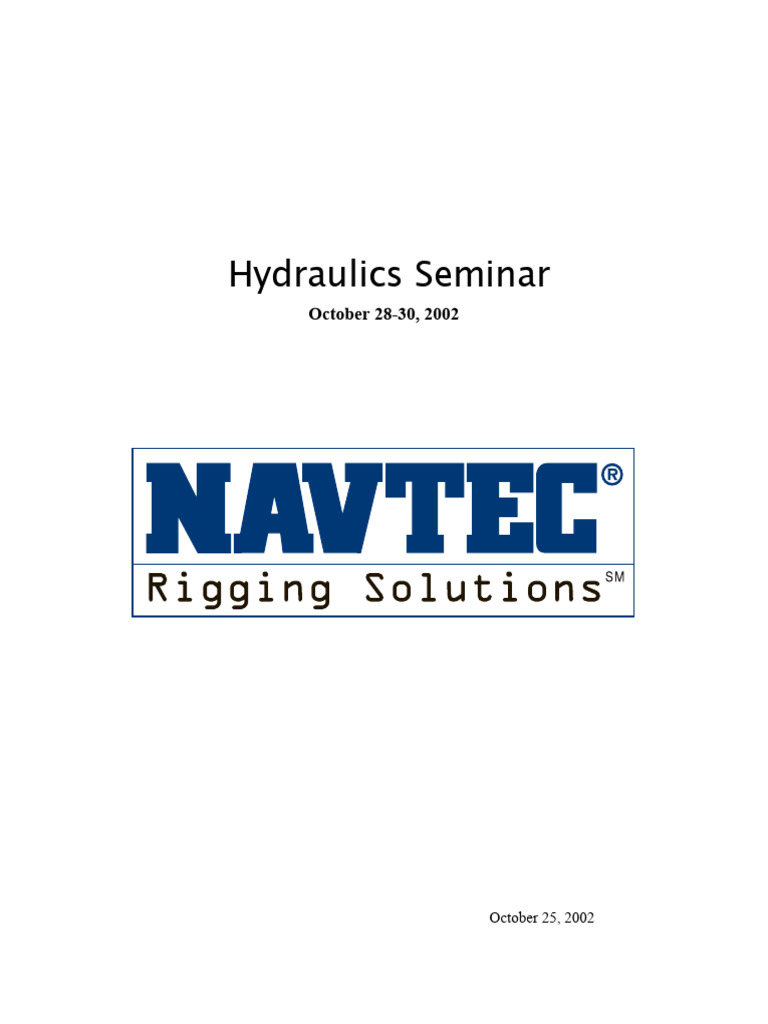 Navtec Hydraulic Service Manual | PDF | Valve | Piston