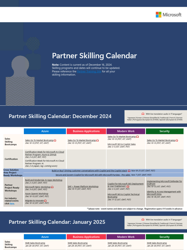 Microsoft Partner Skilling Calendar FY25 Dec 16 | PDF | Microsoft Azure | Microsoft