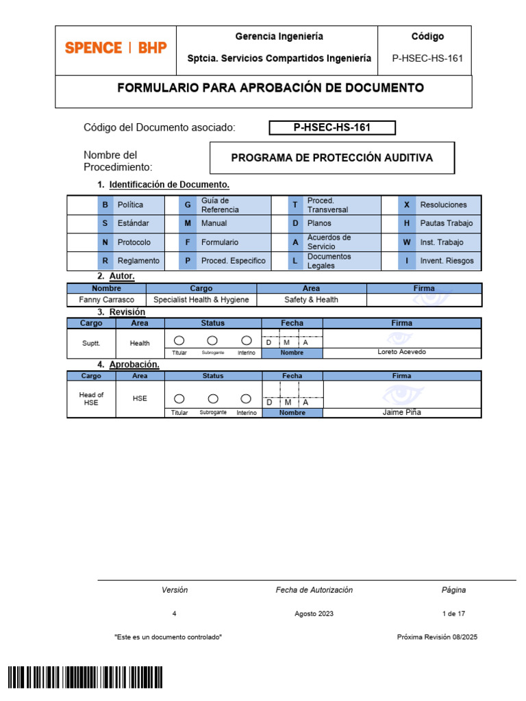P-HSEC-HS-161 PROGRAMA DE PROTECCIÓN AUDITIVA Version.4 | PDF | ruido | Laboratorios