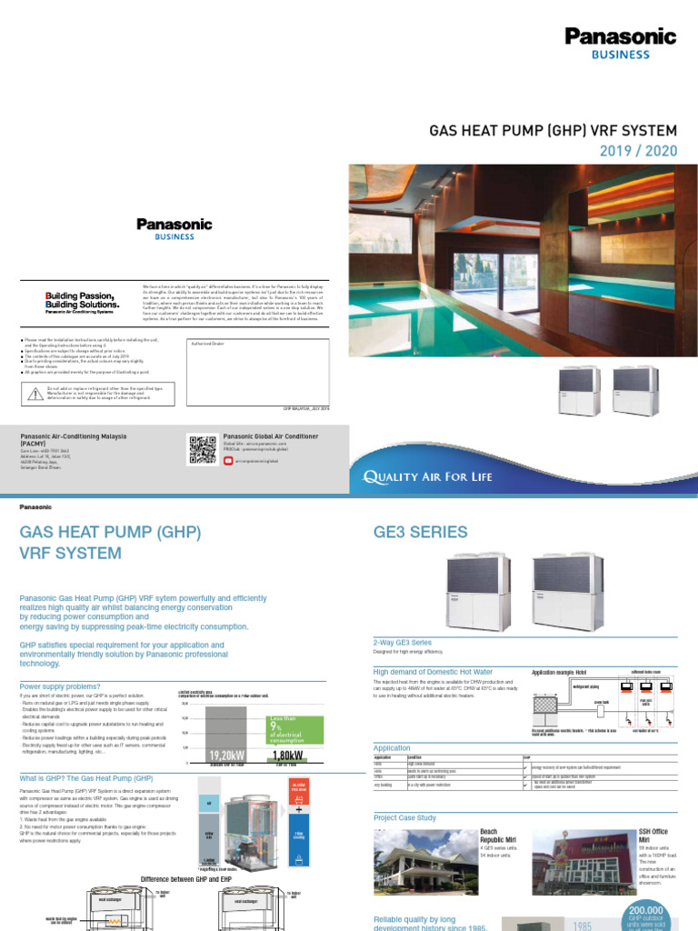 GHP - Catalog PANASONIC | PDF | Water Heating | Engines