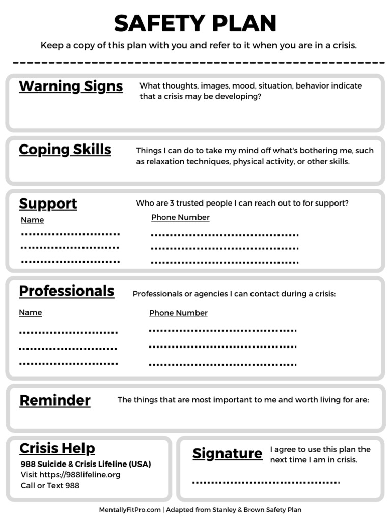 Personal Crisis Safety Plan Guide | PDF