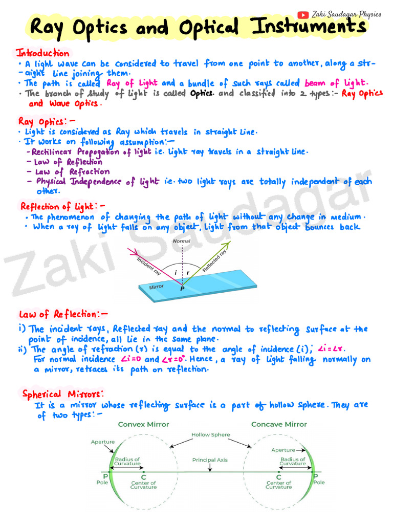 Ray Optics | PDF | Optics | Reflection (Physics)