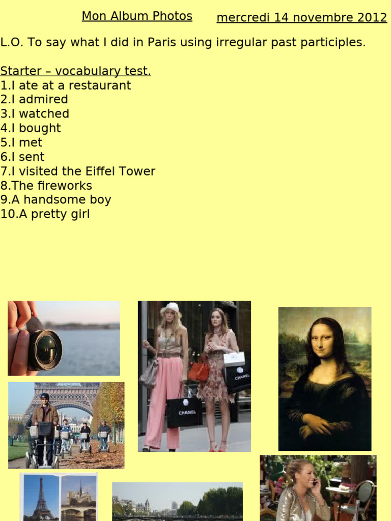 Paris Trip Diary Activities Guide | PDF