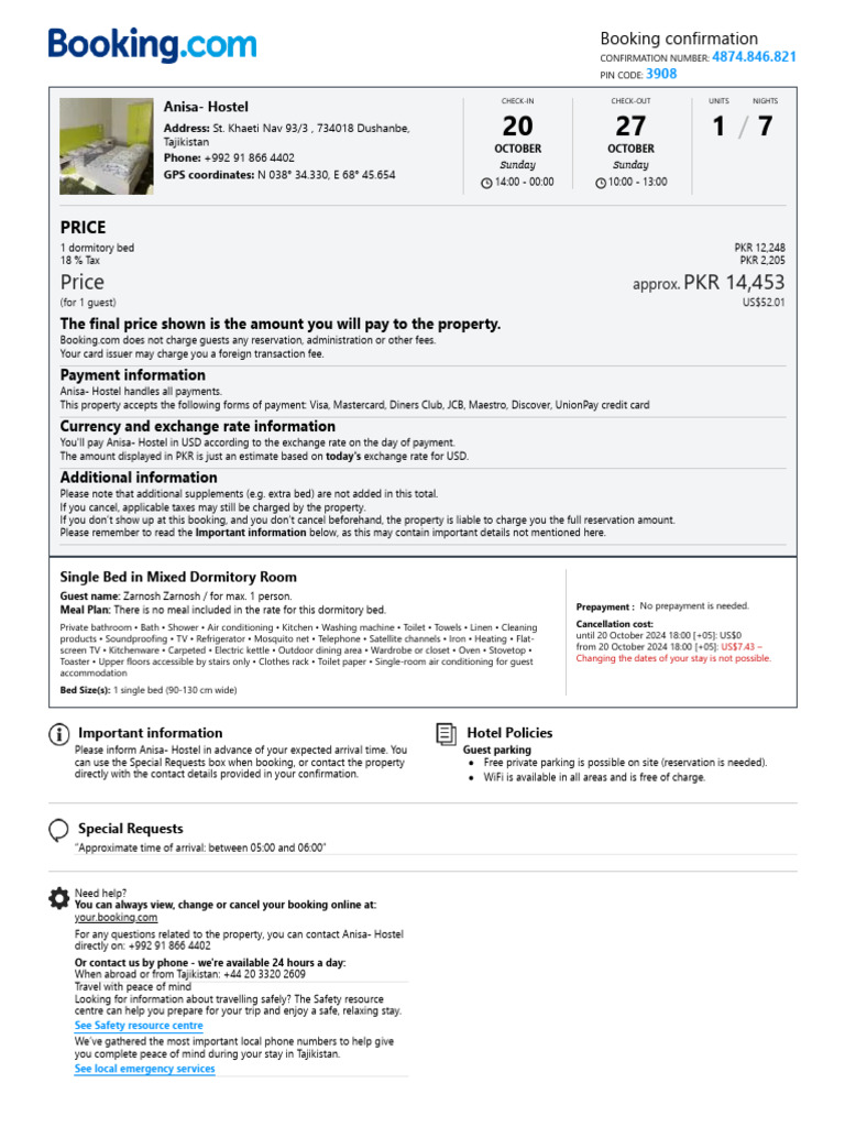 Booking.com_ Confirmation | PDF | Payments | Credit Card