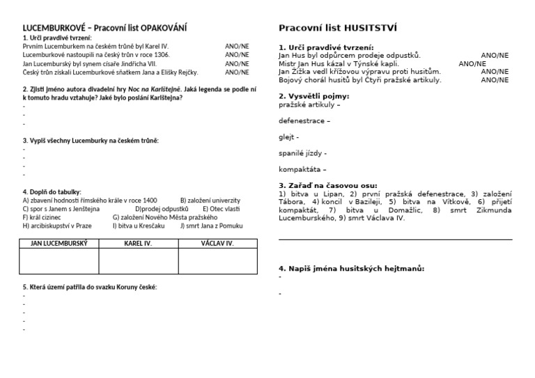 7PL Lucemburkové+ HUSITSTVÍ | PDF