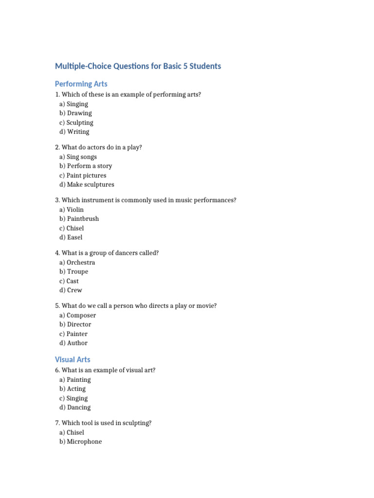 Basic 5 Multiple Choice Questions | PDF