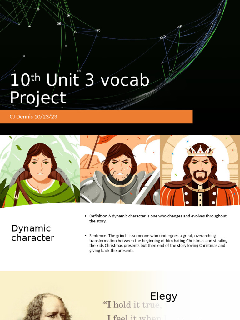 10th Unit 3 Vocab Project | PDF | Narration