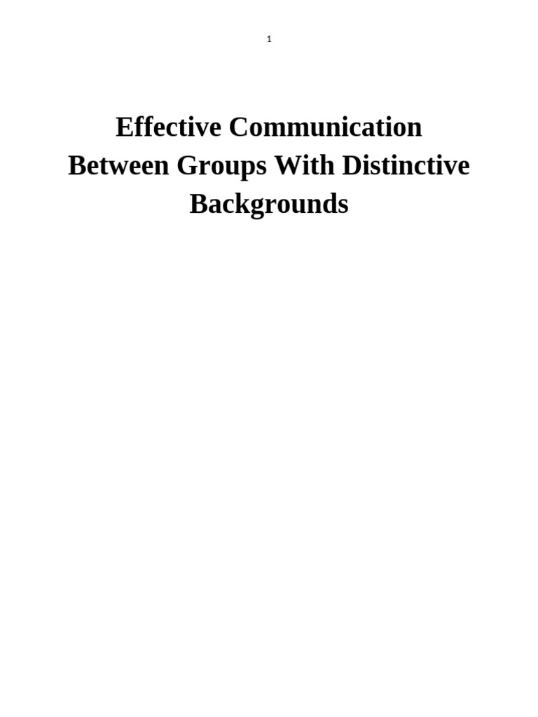 Effective Communication Between Groups With Distinctive Backgrounds ...