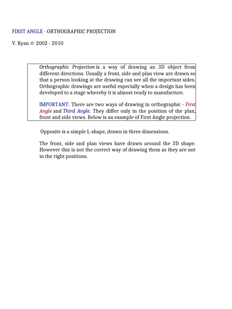 First Angle - Orthographic Projection | PDF | Infographics | Technical ...