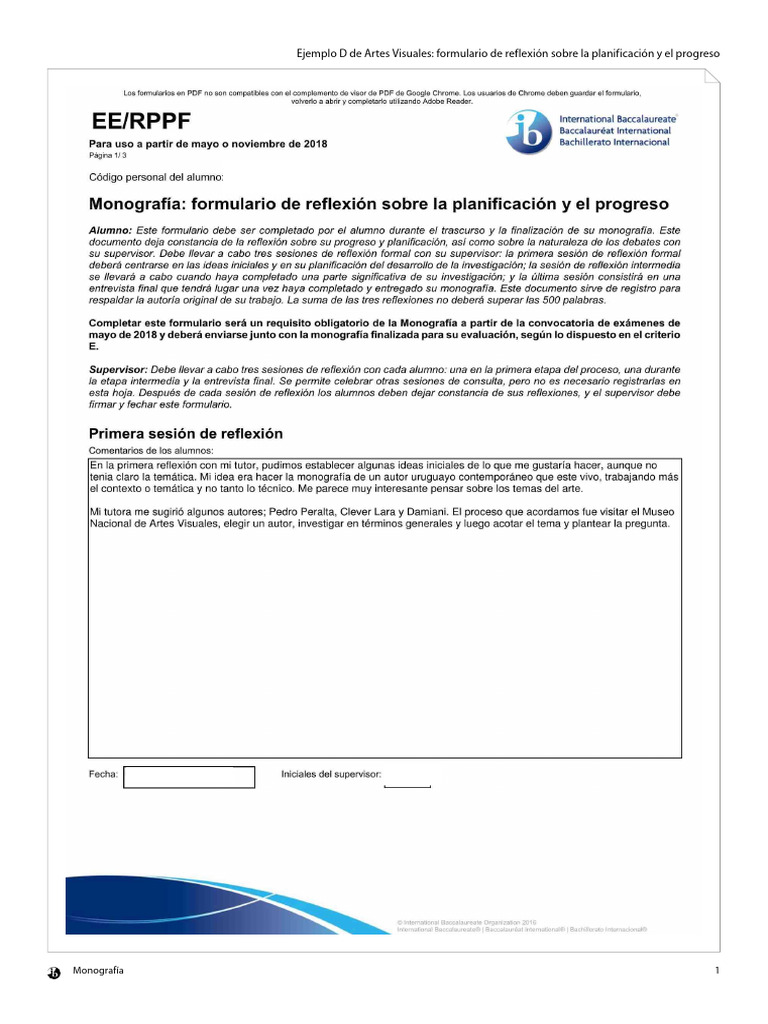 1. FORMULARIO DE REFLEXIÓN _exampleD_RPPF_es | PDF