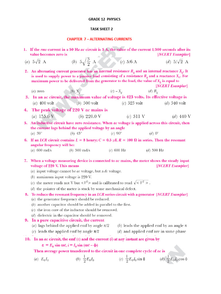 Ac Numerical WS 2 | PDF
